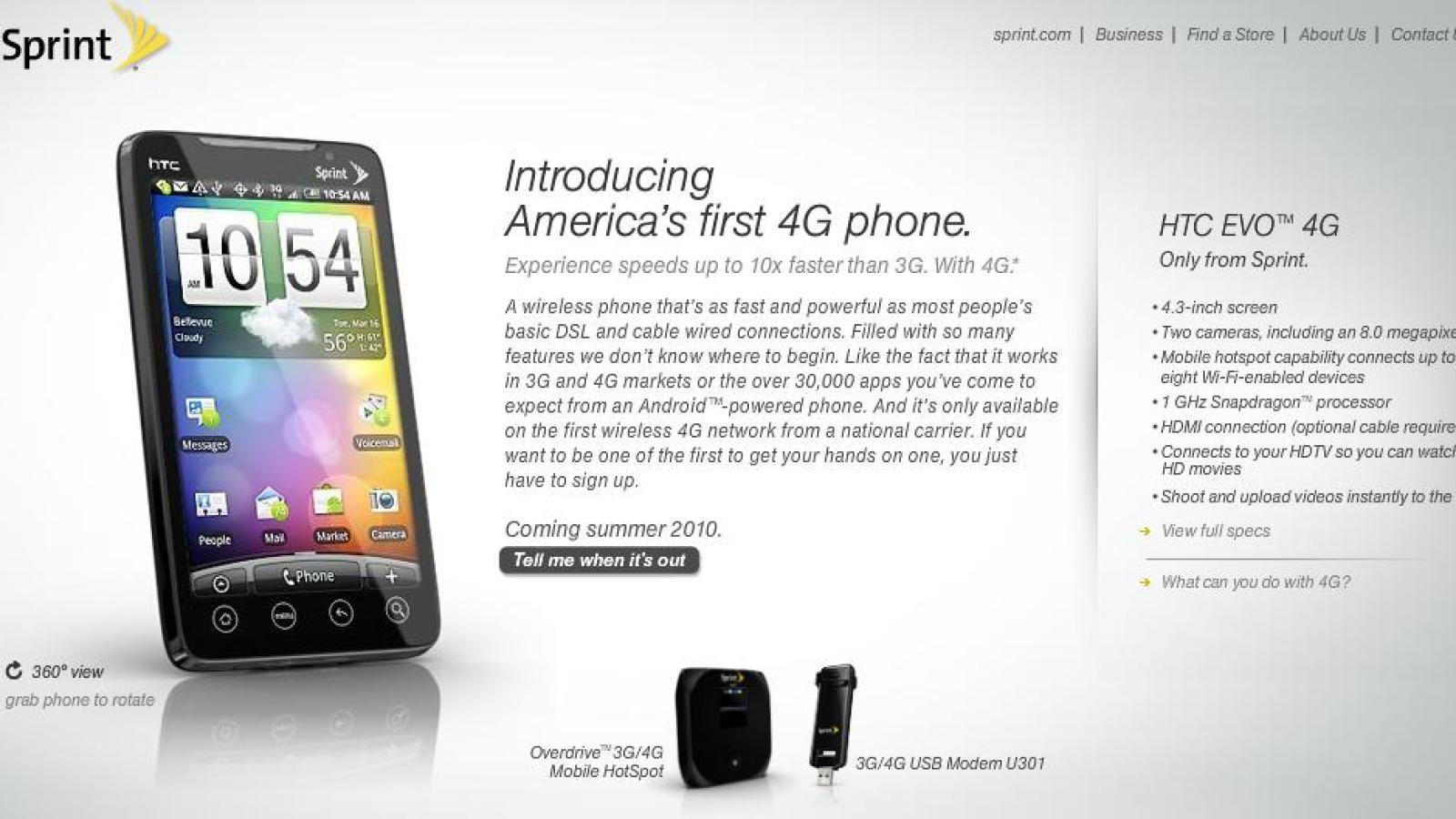 HTC EVO (Supersonic), HTC vient de présenter le premier androphone 4G ...