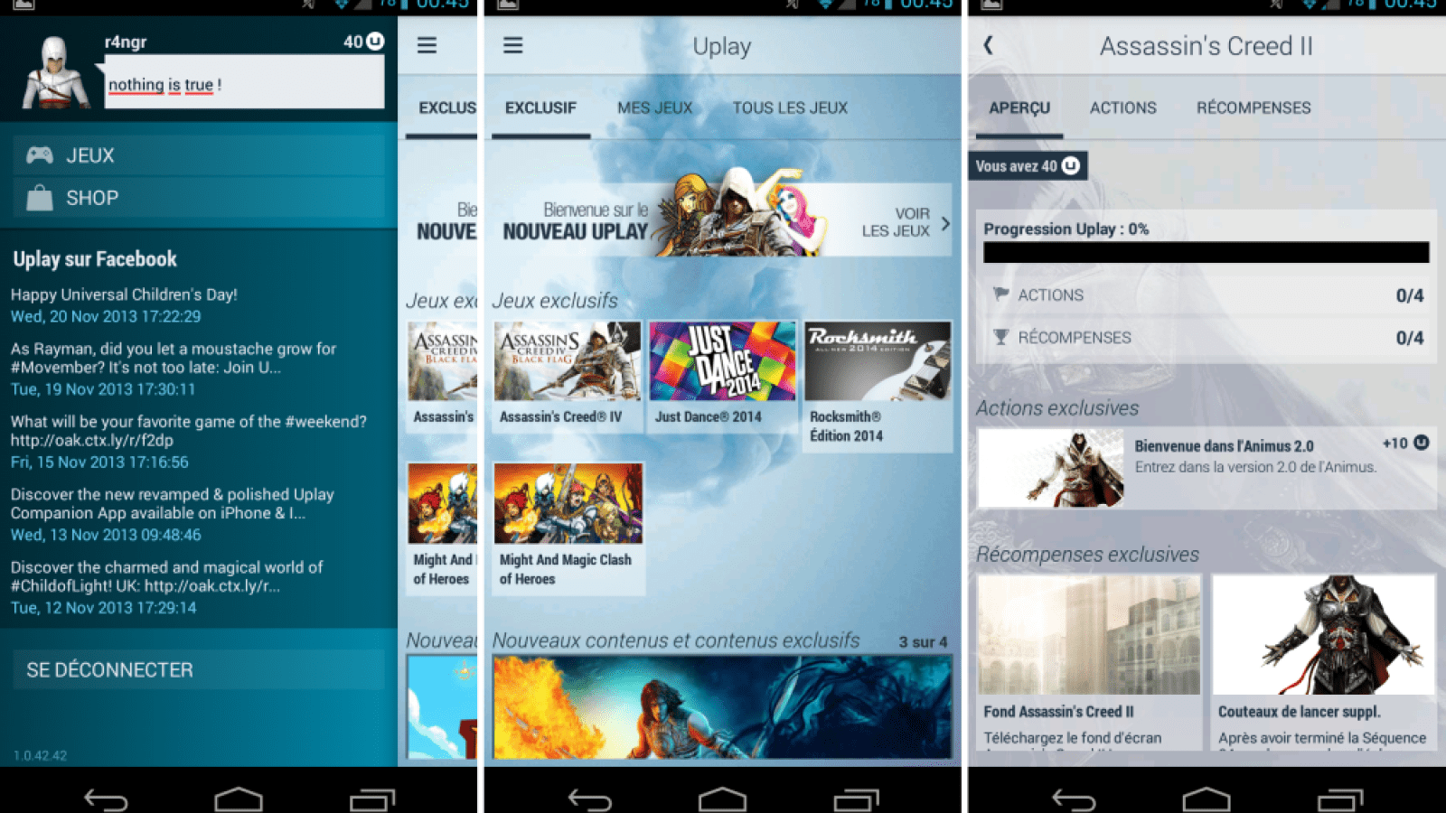 Uplay, l'application officielle d'Ubisoft s'offre une place sur Android