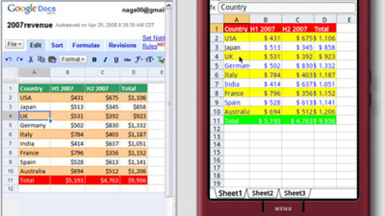 QuickOffice sur Android