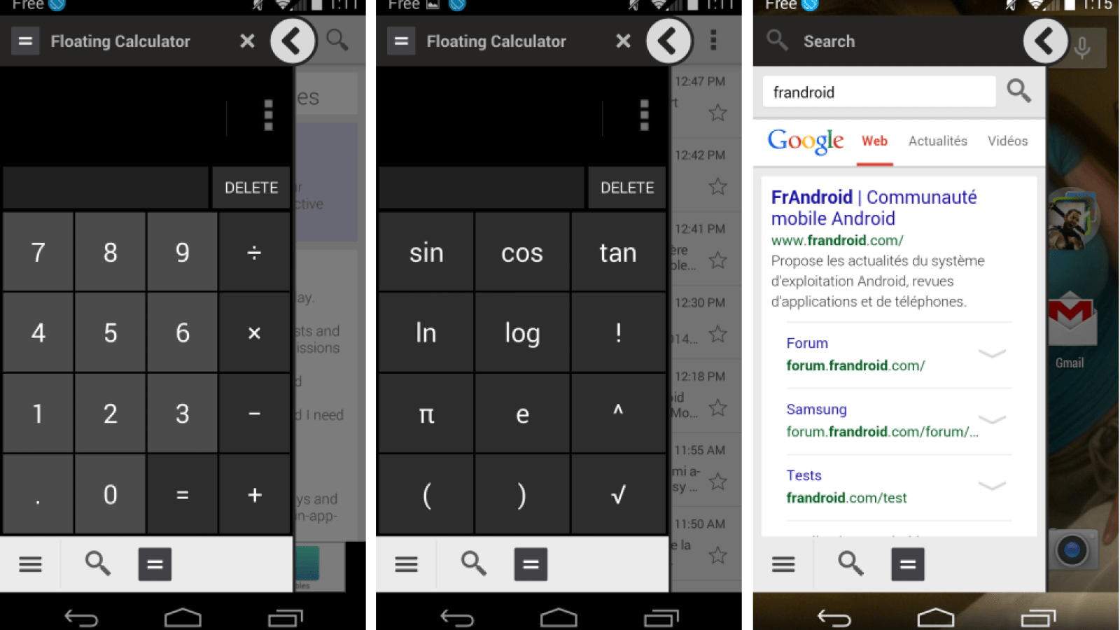 L'application Floating Calculator disponible sur Android