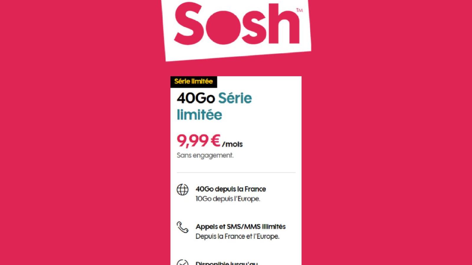 Sosh repart à l'offensive avec un forfait mobile 40 Go à moins de 10€/mois