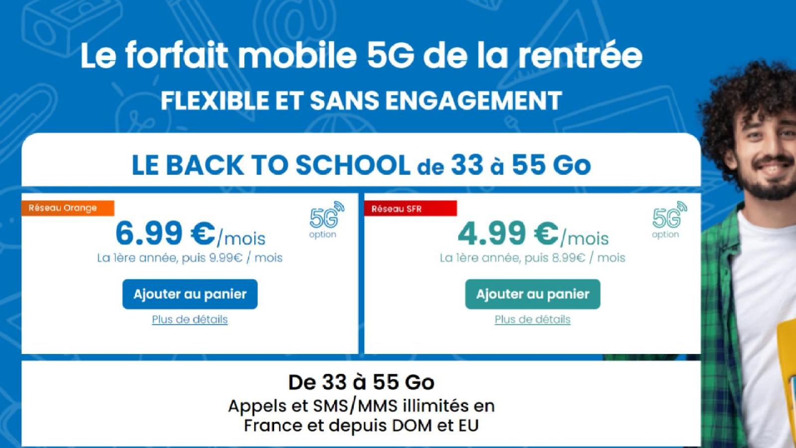 Ce forfait mobile 4G ou 5G à partir de 5 €/mois est idéal pour les ...
