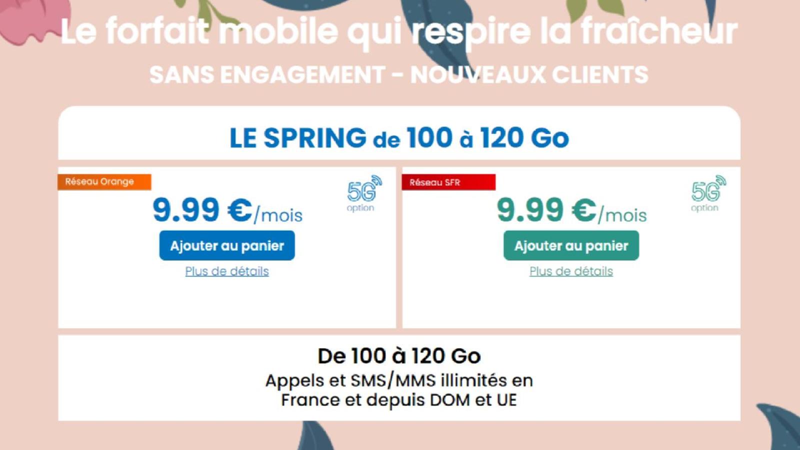 Ce forfait mobile 100 Go (réseau Orange ou SFR) n'est qu'à 9,99 €/mois ...