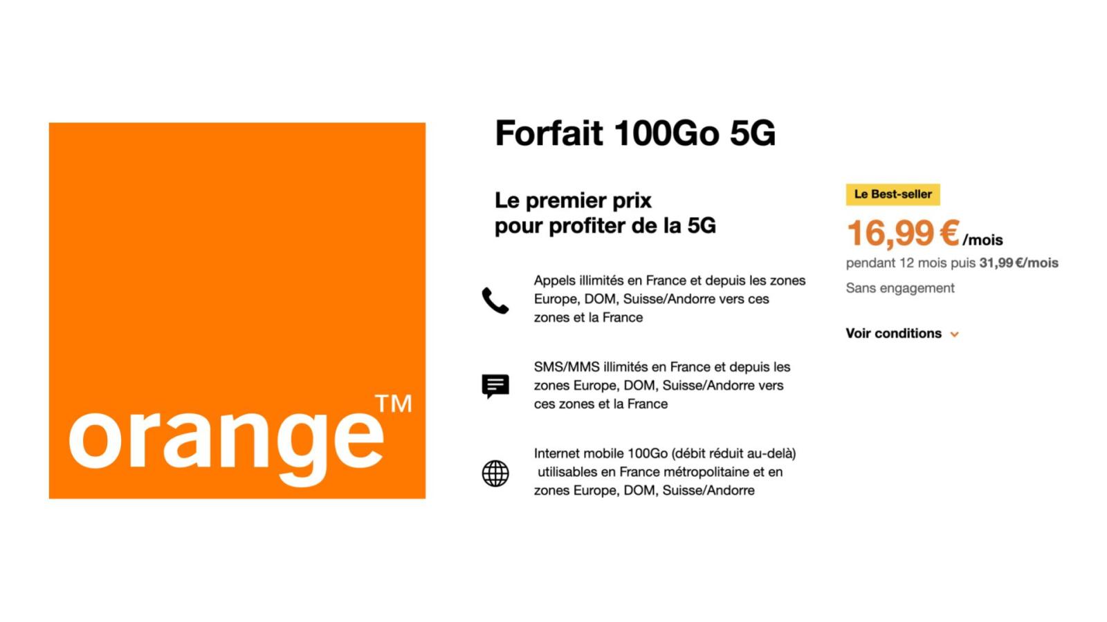 Orange propose un best-seller avec son forfait mobile 5G de 100 Go à 16 ...