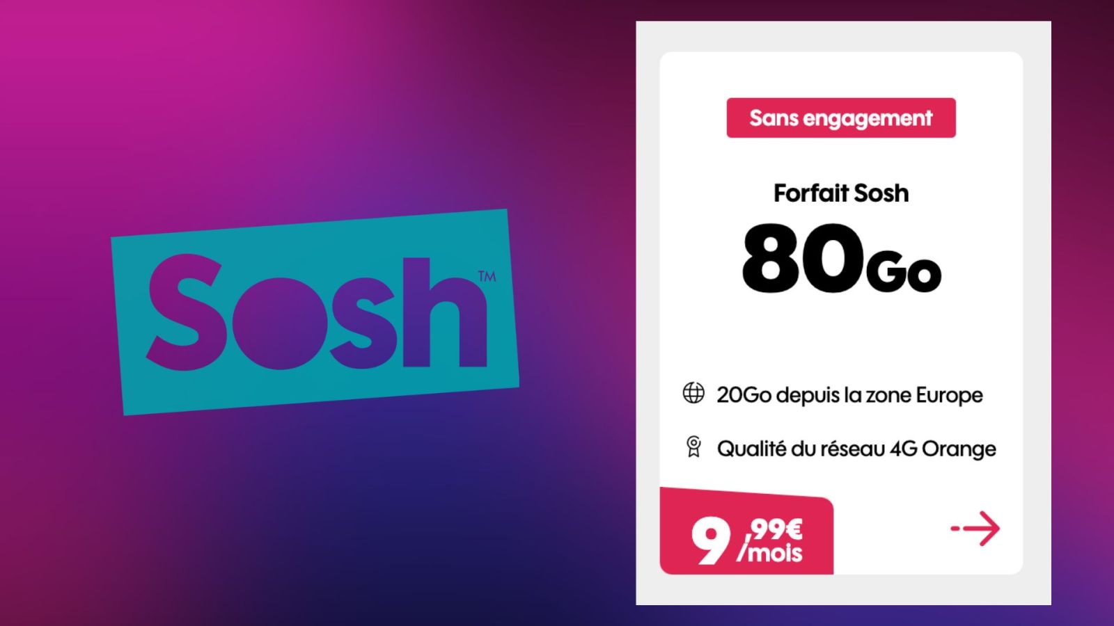 Sosh lance un nouveau forfait mobile à moins de 10 € et beaucoup de data à la clé