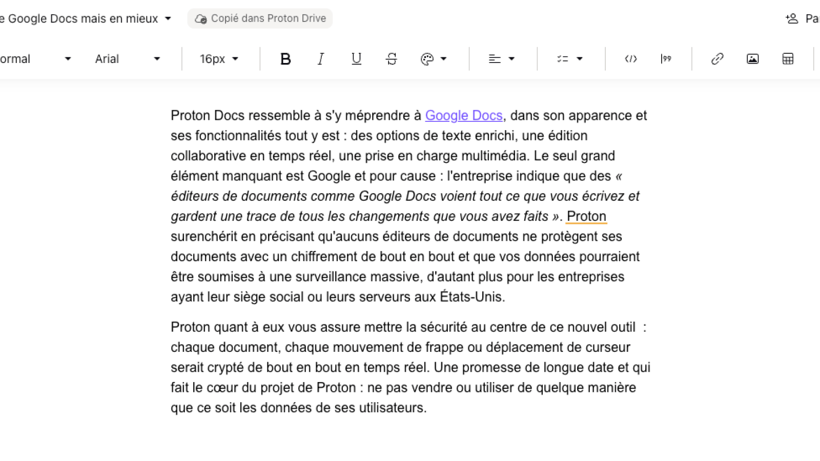 Google Docs et Word ont un nouveau concurrent de taille : Proton Docs