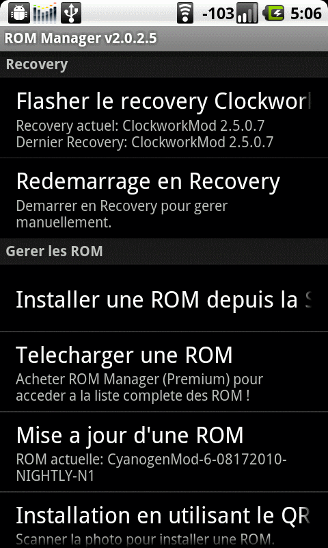 ROM Manager — Frandroid