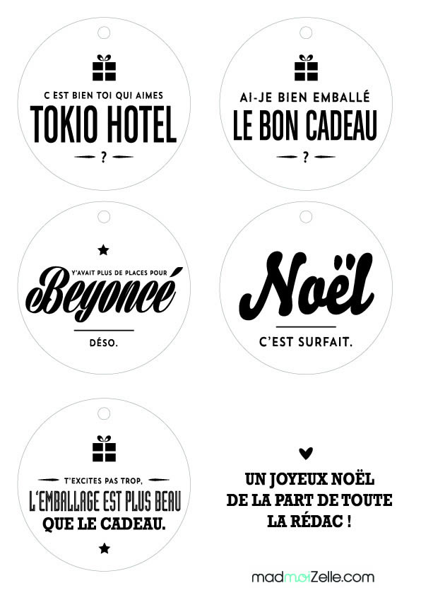 Étiquettes de Noël — les étiquettes madmoiZelle pour 2015