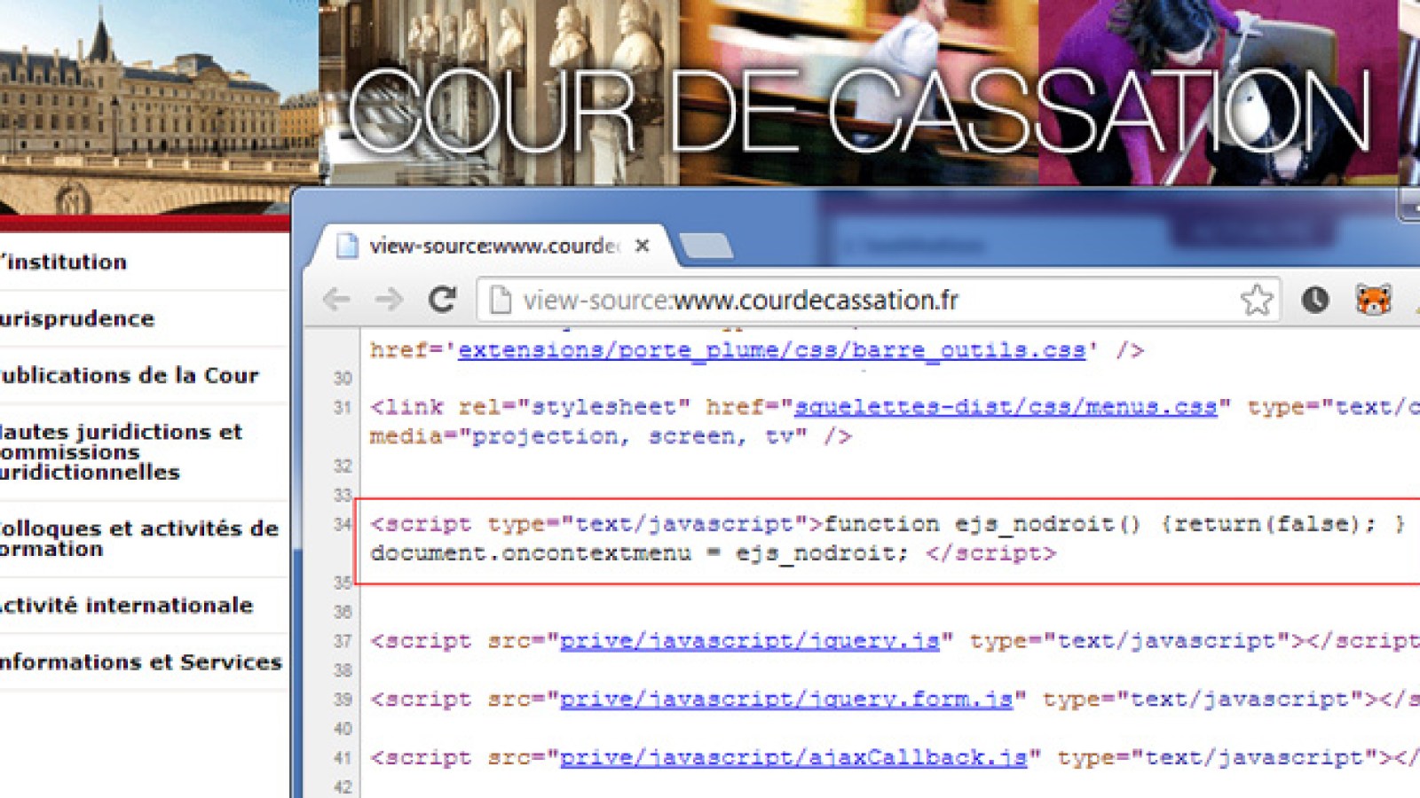 La Cour de cassation interdit le clic droit sur son site - Numerama