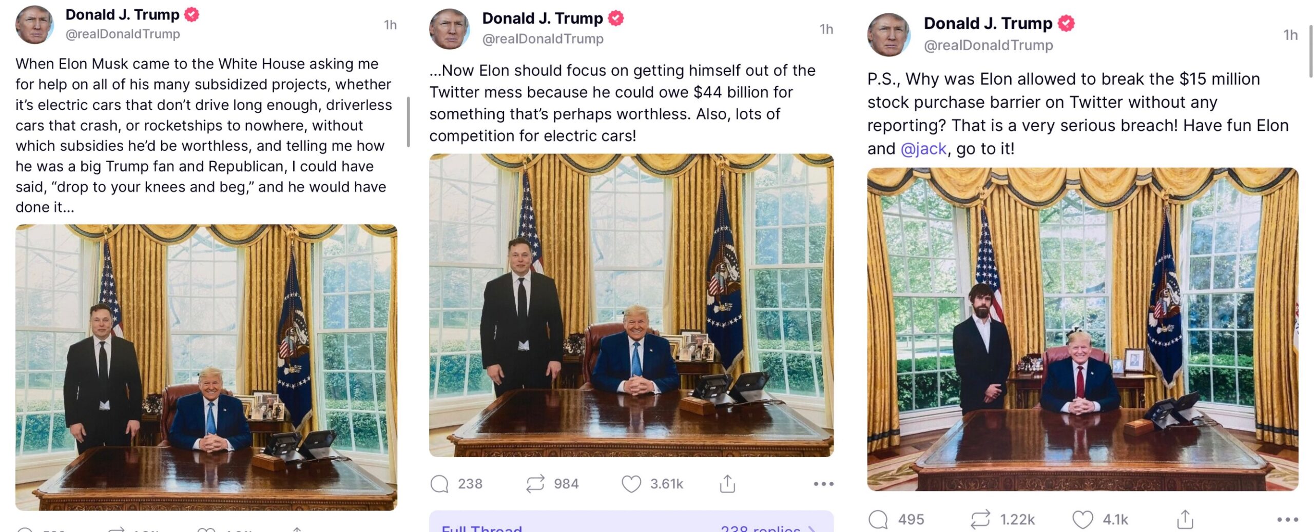 Depuis son élection, Donald Trump a publié 34 fois sur Truth Social, 4 ...